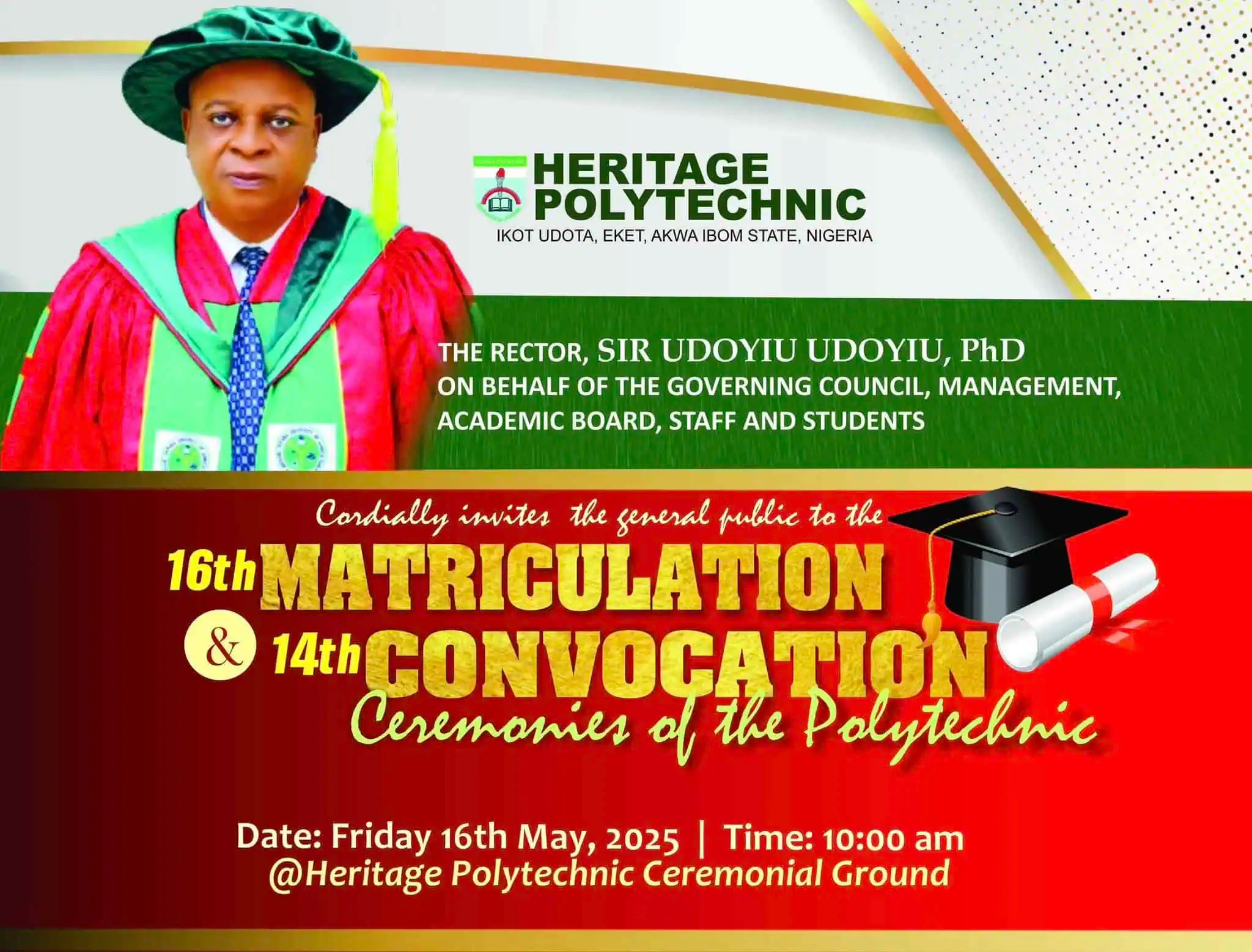 Heritage Polytechnic to Host Combined Matriculation and Convocation Ceremony May 16New ...