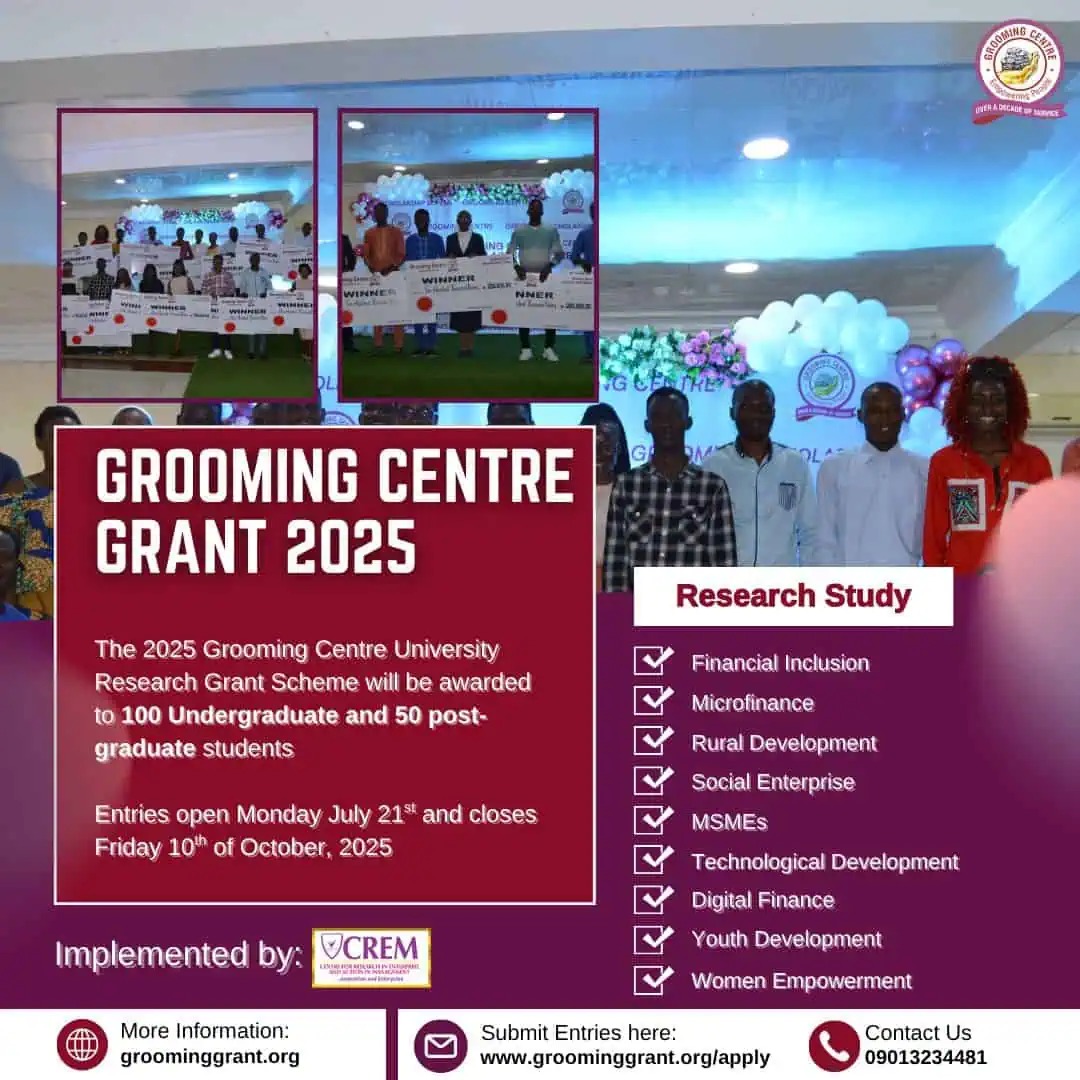 Grooming Centre University Grant 2025: How Nigerian Students Can Get Up to ₦200,000 for Life ...