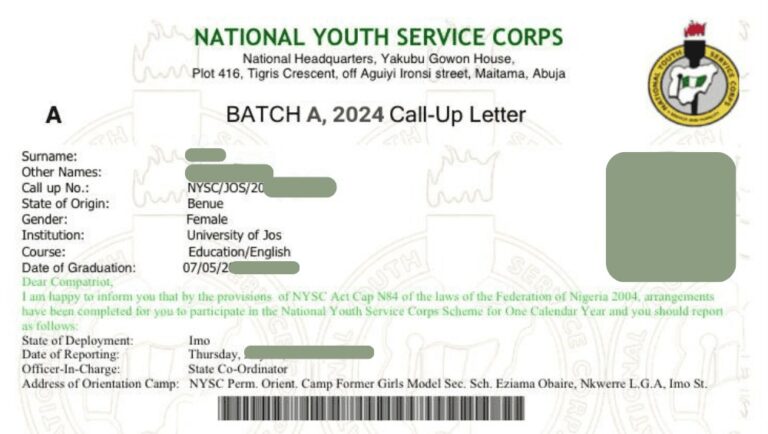 NYSC 2025 Batch ‘A’ Stream II: Call-Up Letter Now Available — Here’s ...