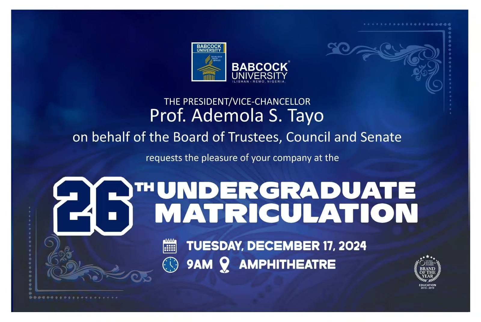 Babcock University Set to Hold 26th Undergraduate Matriculation ...