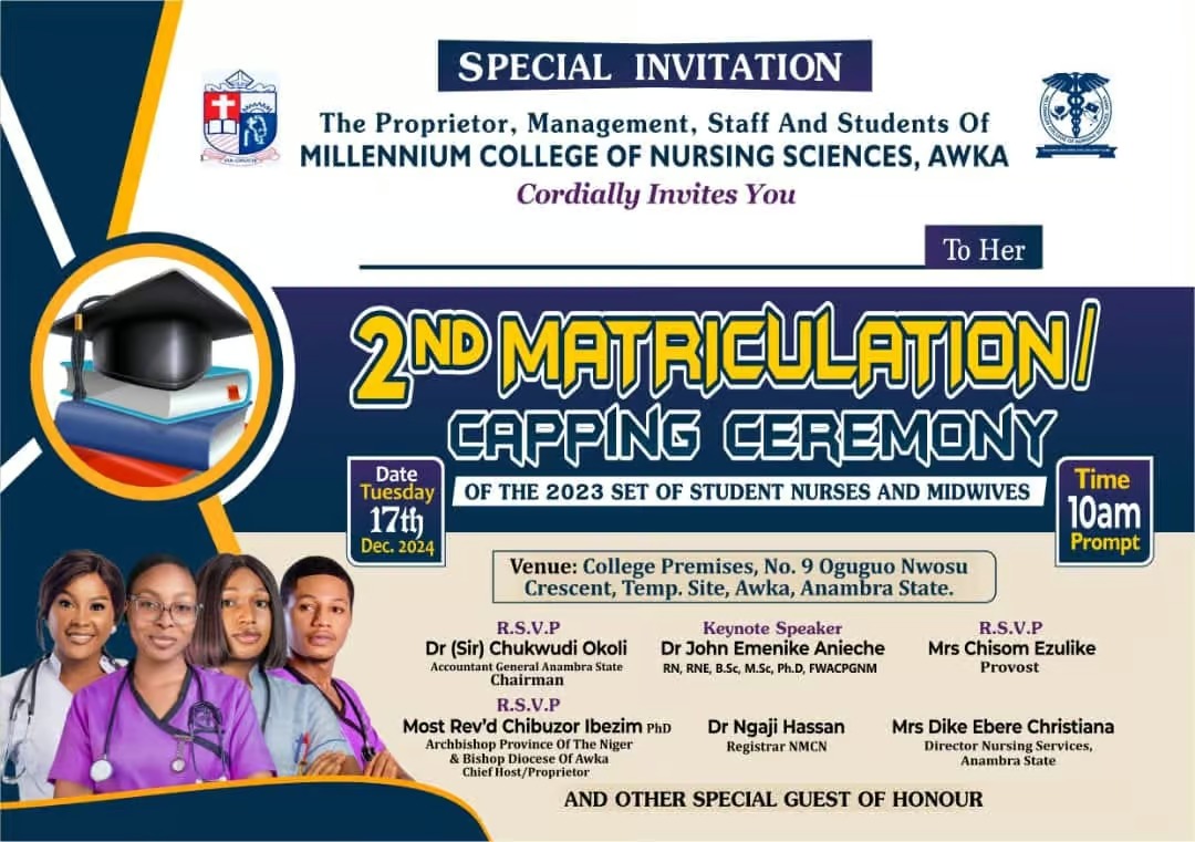 Millennium College of Nursing Sciences to Host 2nd Matriculation and ...