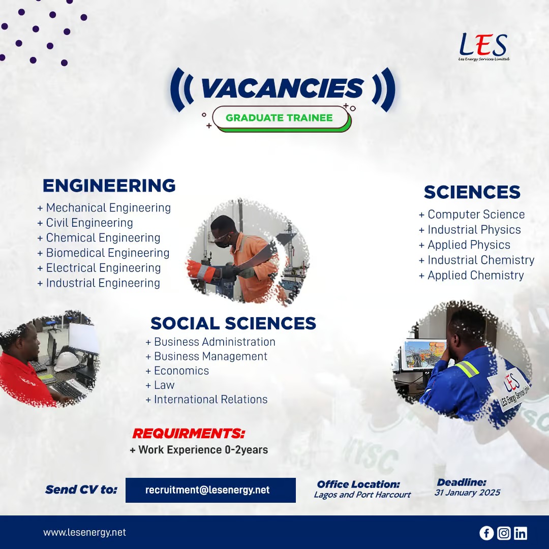 Les Energy Services Limited Opens 2025 Graduate Trainee Program for ...