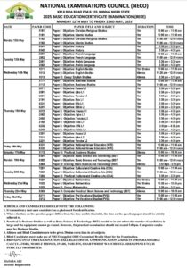 NECO Releases Full Timetable for 2025 BECE: See Dates, Subjects, and ...