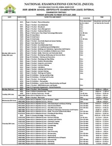 2025 NECO Timetable Released: Full Exam Schedule and Key Dates for SSCE ...