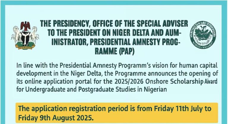 Presidential Amnesty Scholarship 2025/2026: Portal Now Open for Niger ...