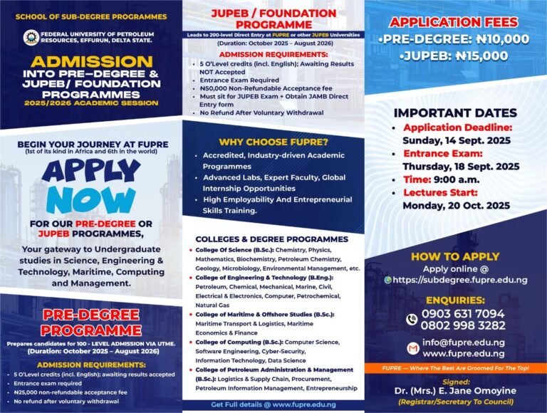 FUPRE Pre-Degree Admission 2025/2026: Everything You Need to Know ...