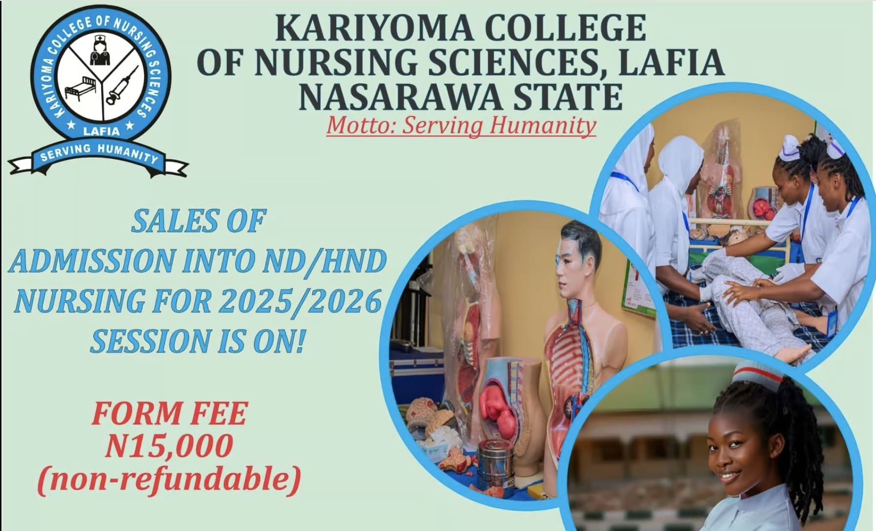 Kariyoma College of Nursing Sciences Opens 2025/2026 ND & HND Admission Form — Apply Now - Examkits