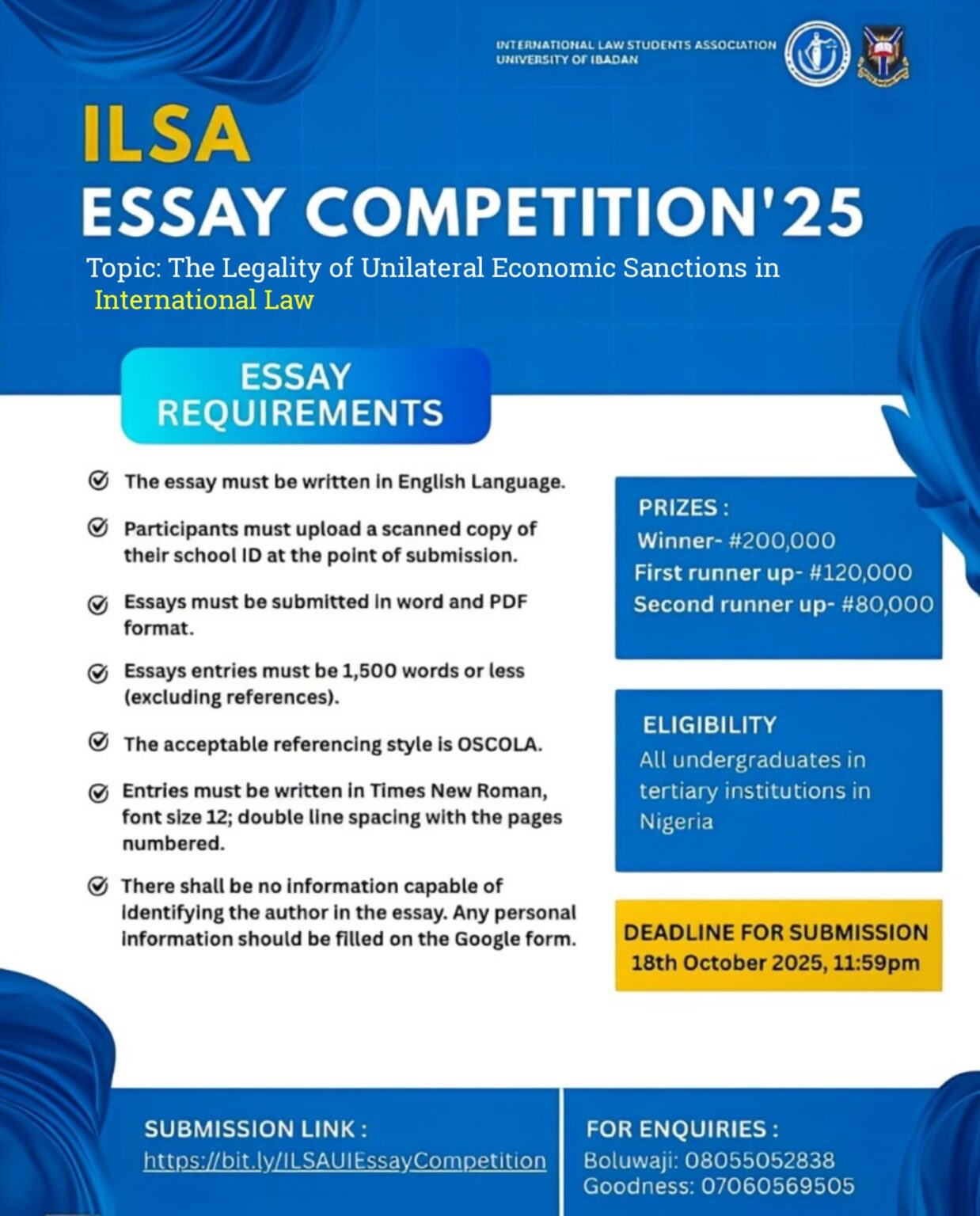 University of Ibadan’s ILSA Launches 2025 National Essay Competition on ...