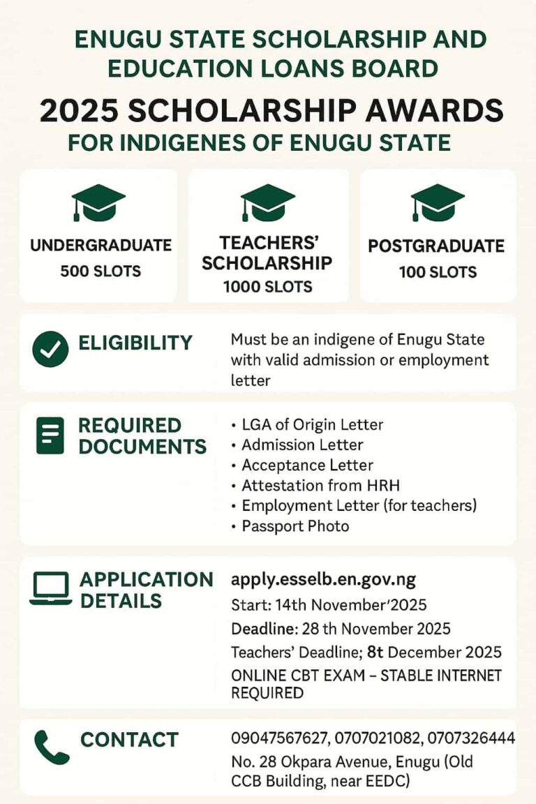 Enugu State Announces 2025 Scholarship Awards for Indigenes - Examkits